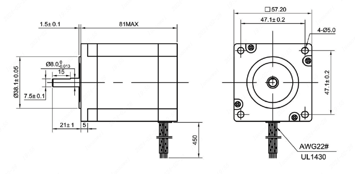 雷赛智能(LEADSHINE) 57机座 HS系列 经典型 开环控制 步进电机 57HS22-A-嘉立创FA商城