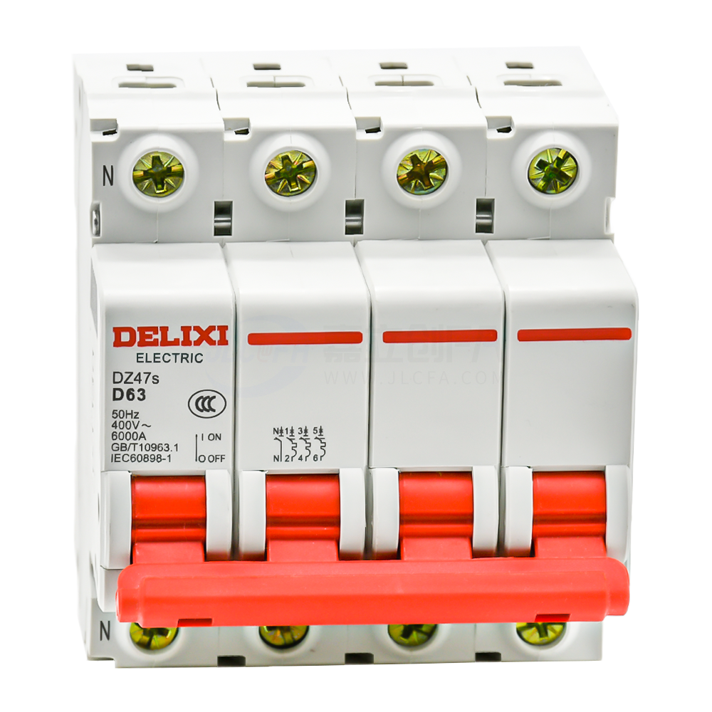 德力西(DELIXI) 小型断路器 DZ47s 3P+N DZ47SN6C63-嘉立创FA商城